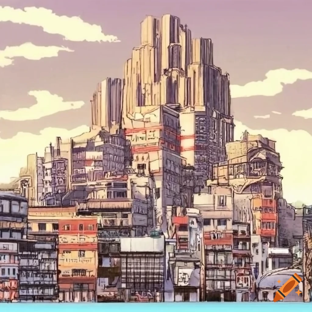 A city in katsuhiro otomo style on Craiyon