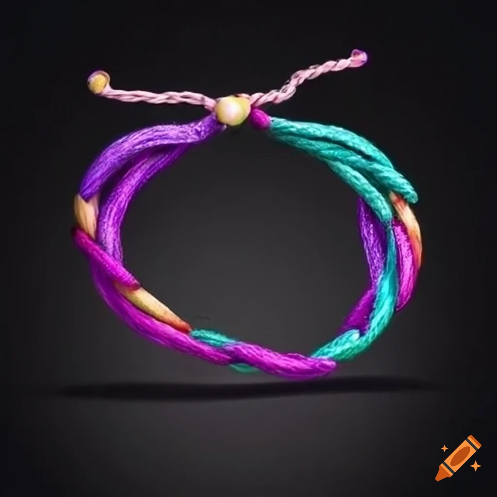 Purple and cream string bracelet