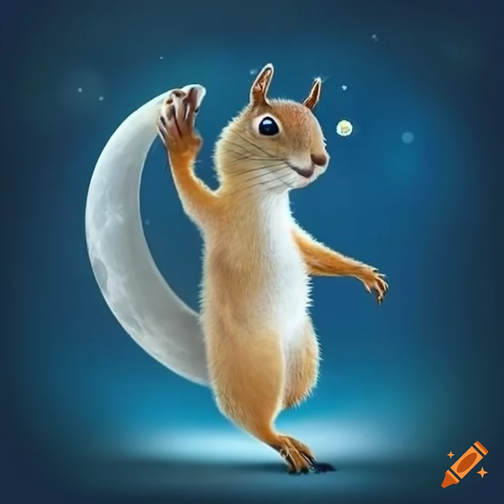 Dancing squirrel on the moon on Craiyon