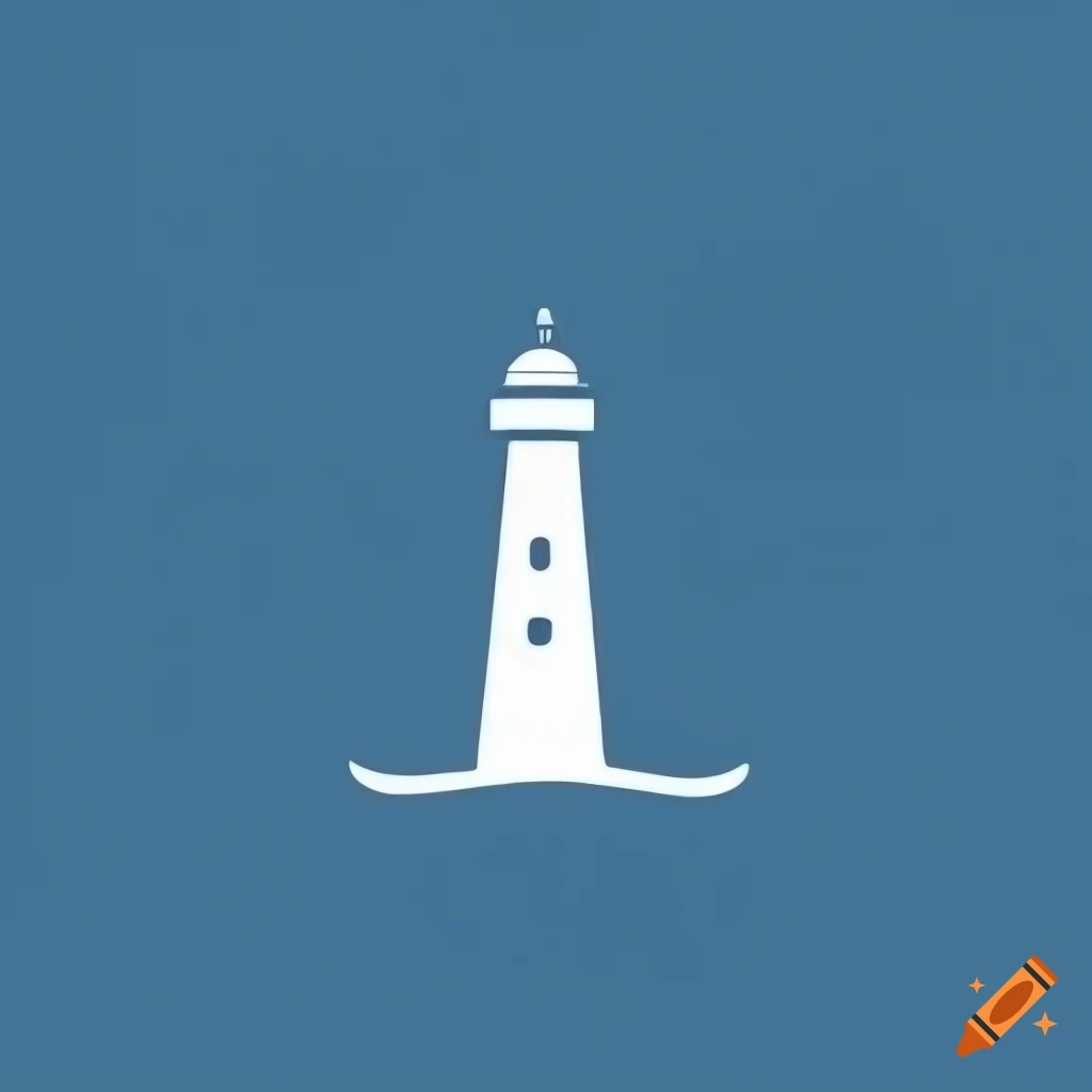 Lighthouse, simple white icon on blue background