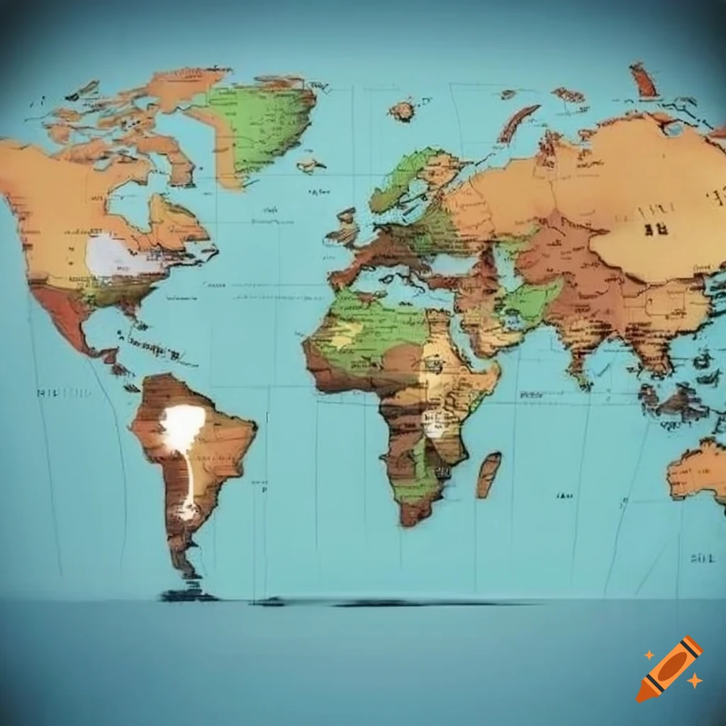 World map from a postcolonial perspective on Craiyon