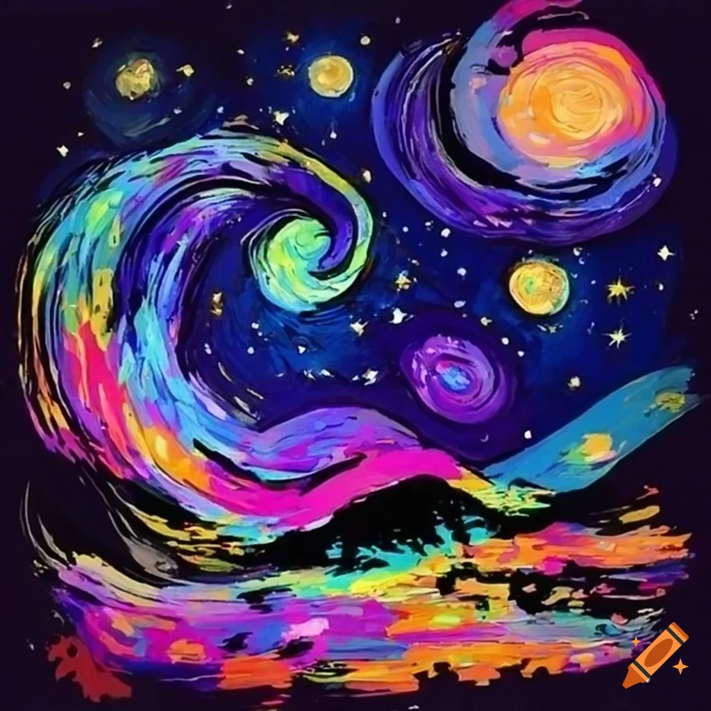 Different variations of starry night painting on Craiyon