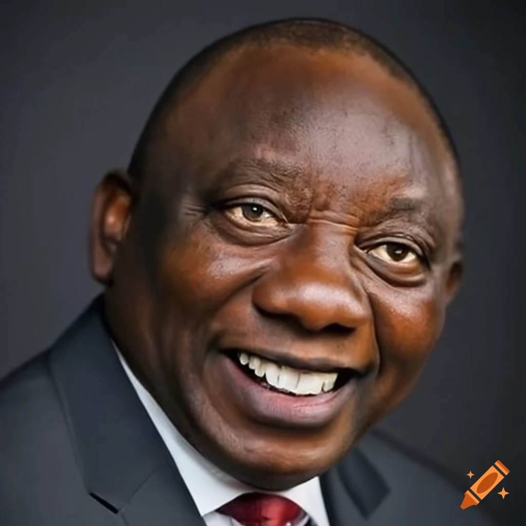Cyril Ramaphosa displaying a gold chain with a grin on Craiyon