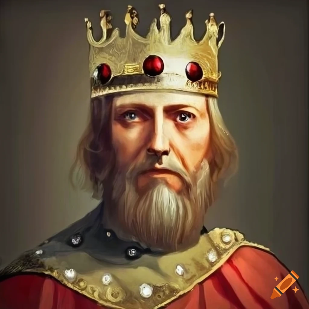 Portrait king of the franks, x century, medievale crown on head on Craiyon