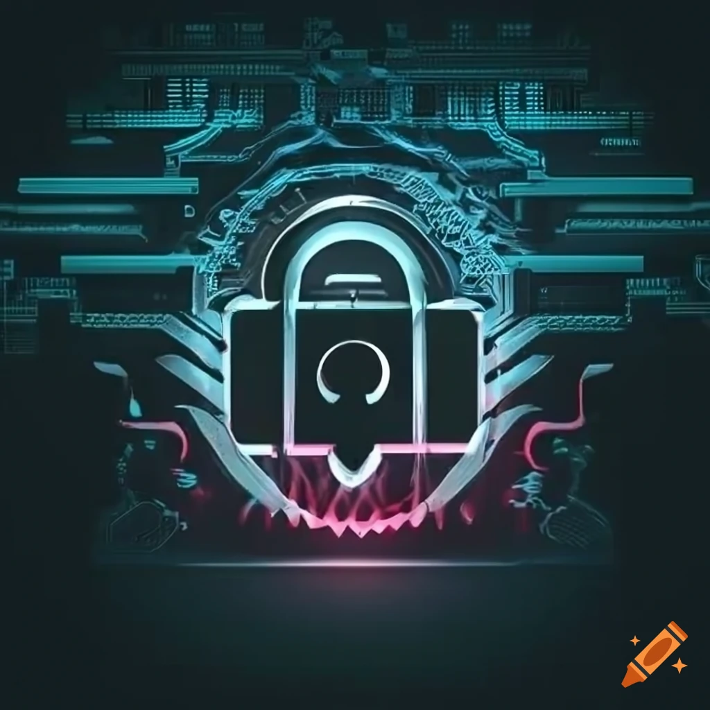 Simplistic cyber guardian logo with lock on Craiyon