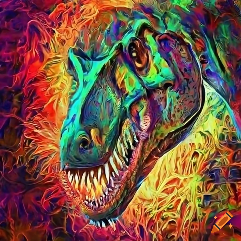 Illustrate a majestic Tyrannosaurus rex, capturing its powerful ...