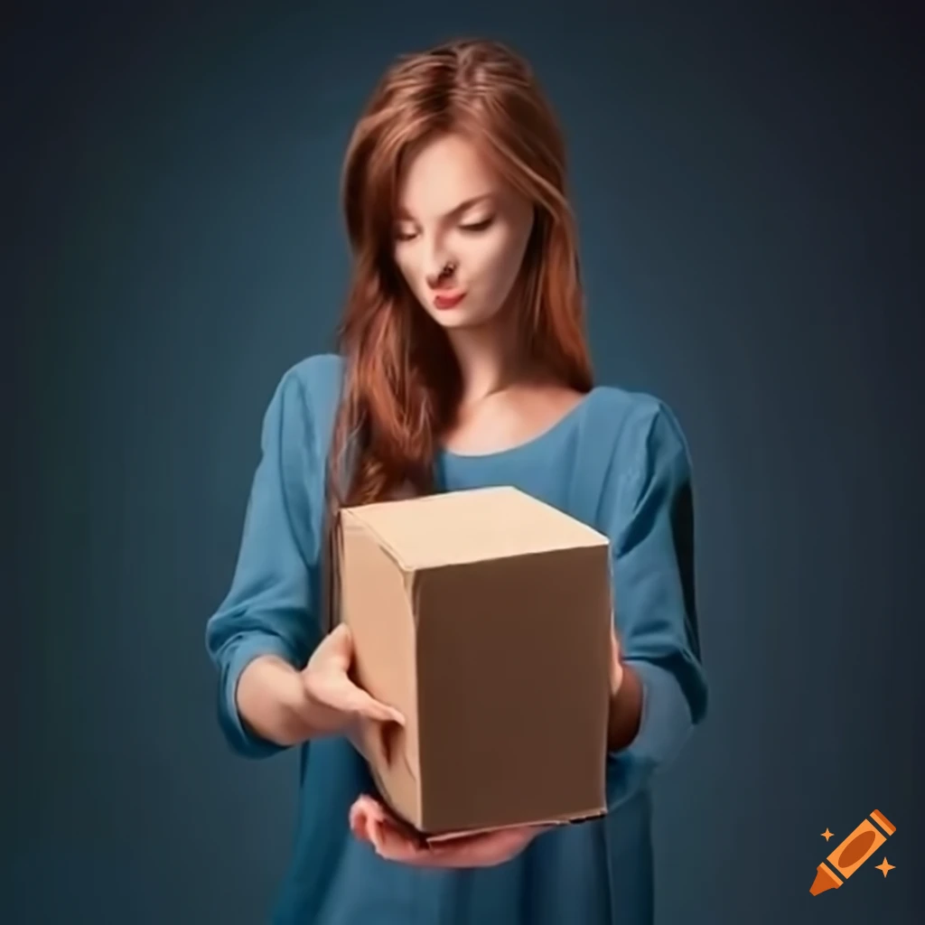 Woman giving a box to a man on Craiyon