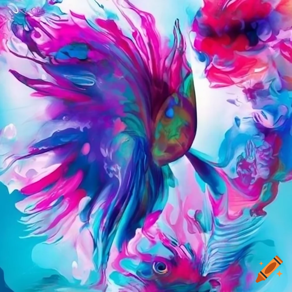 Water color abstract floral fish on Craiyon