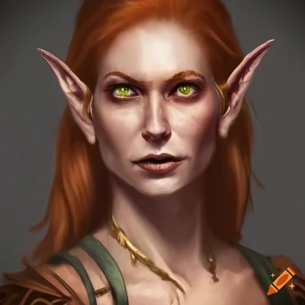 Portrait of claudia black as a middle aged female elf with dark auburn ...