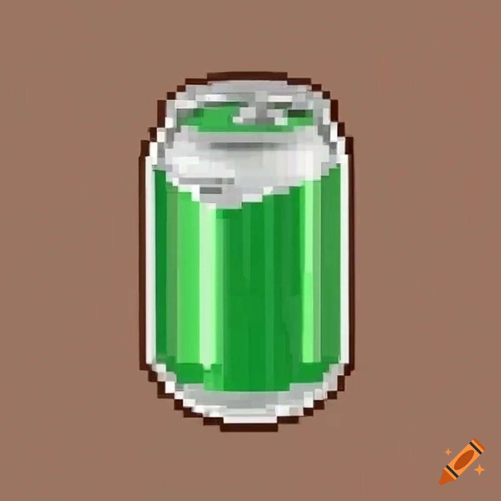 Green soda can 8bit with reclycle label on Craiyon