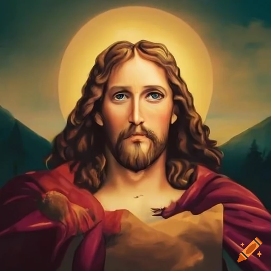Jesus christ in a beautiful landscape