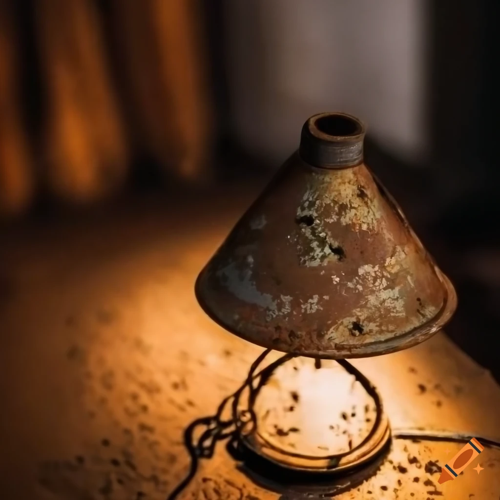 Old dilapidated broken rusty table lamps