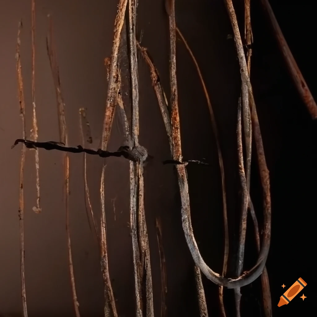 Old dilapidated broken rusty wires on Craiyon