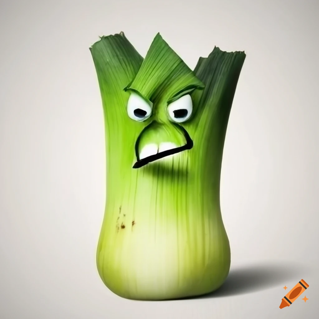 Leek with an angry face