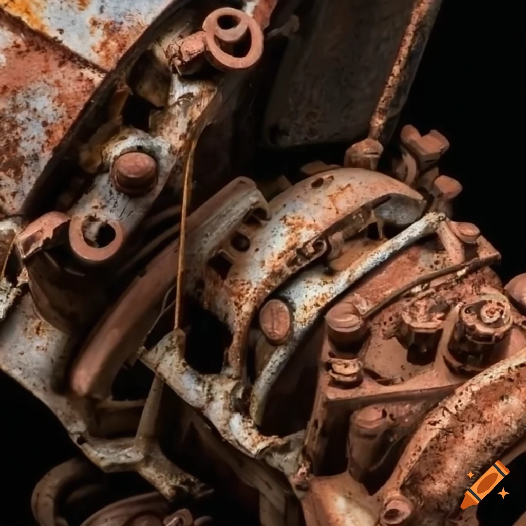 Broken rusted engine on Craiyon