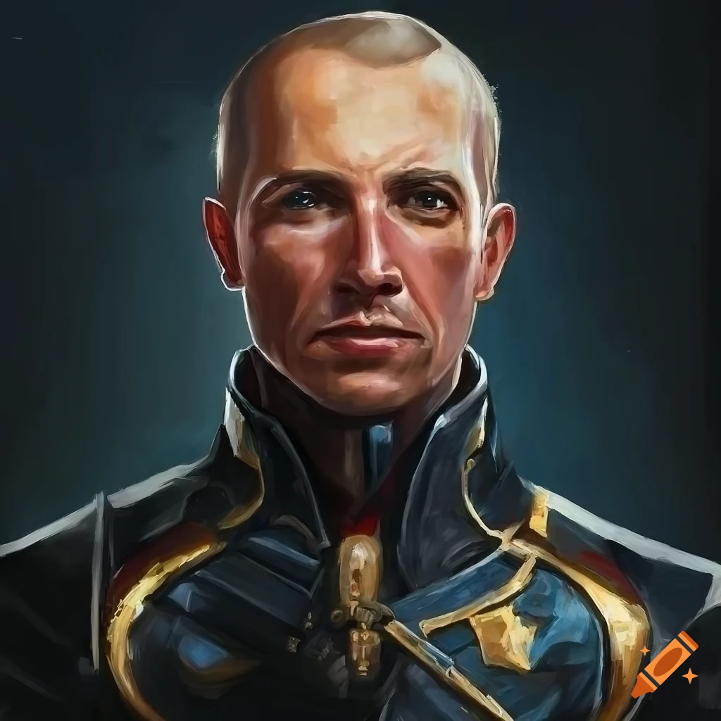 Armour suit on human, soldier, character portrait, masterpiace oil ...