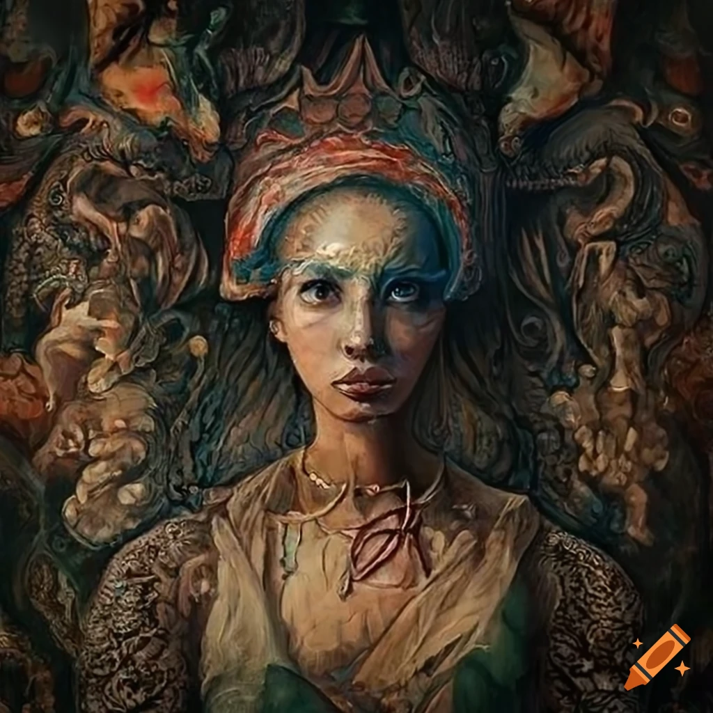 Compose a highly detailed painting that portrays a surreal dreamscape ...