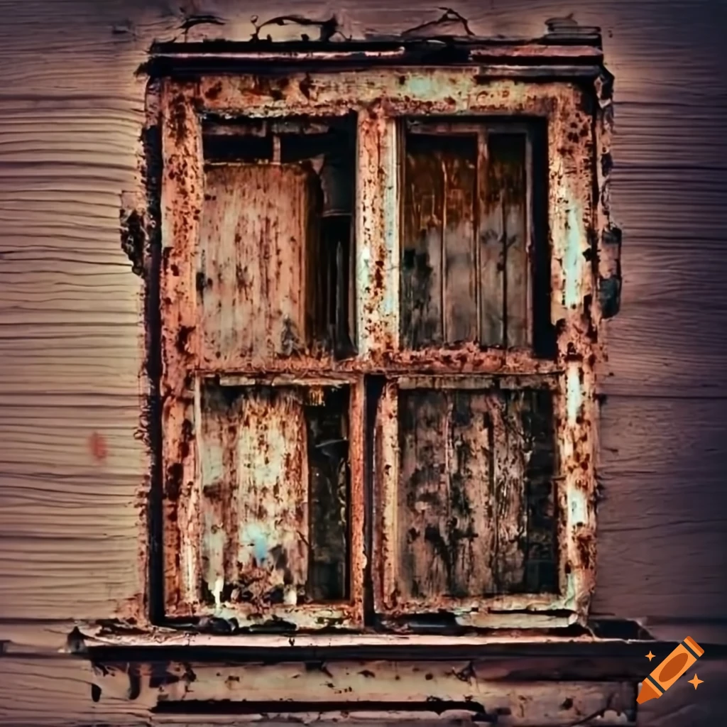 Old dilapidated rusty broken windows on Craiyon