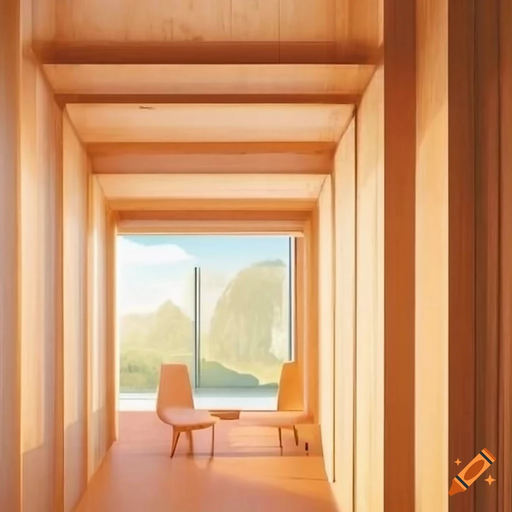 Rectangular building with rounded inner walls divided into woodworking ...