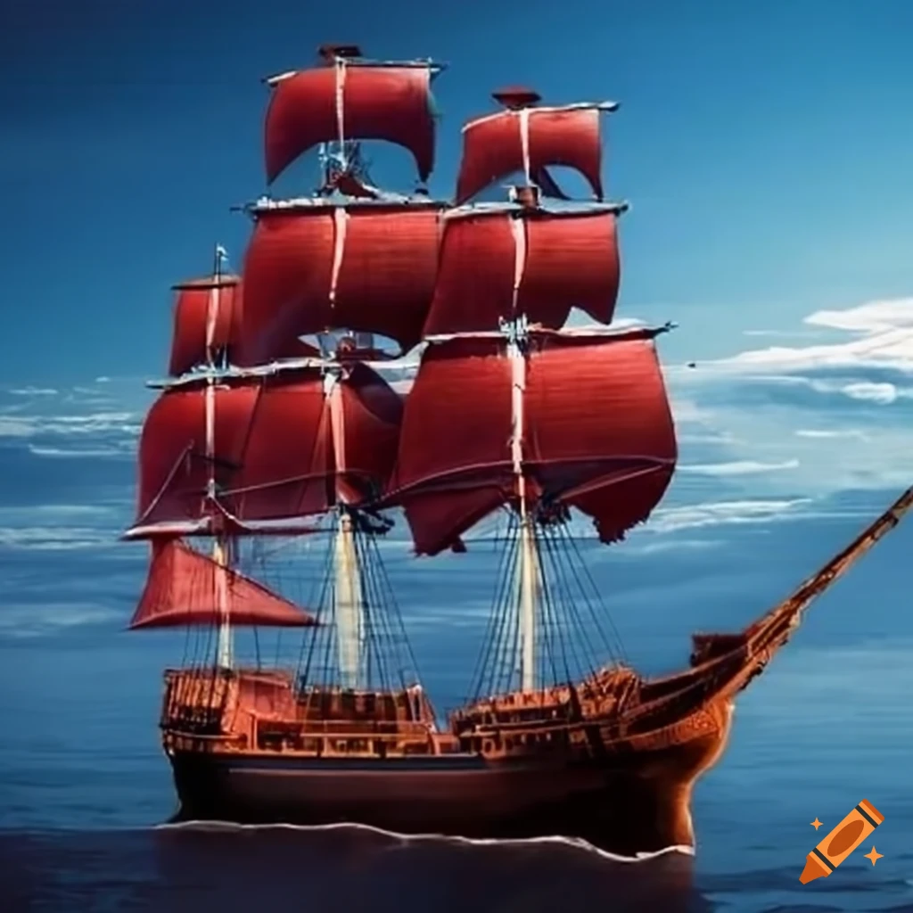 A red pirate ship