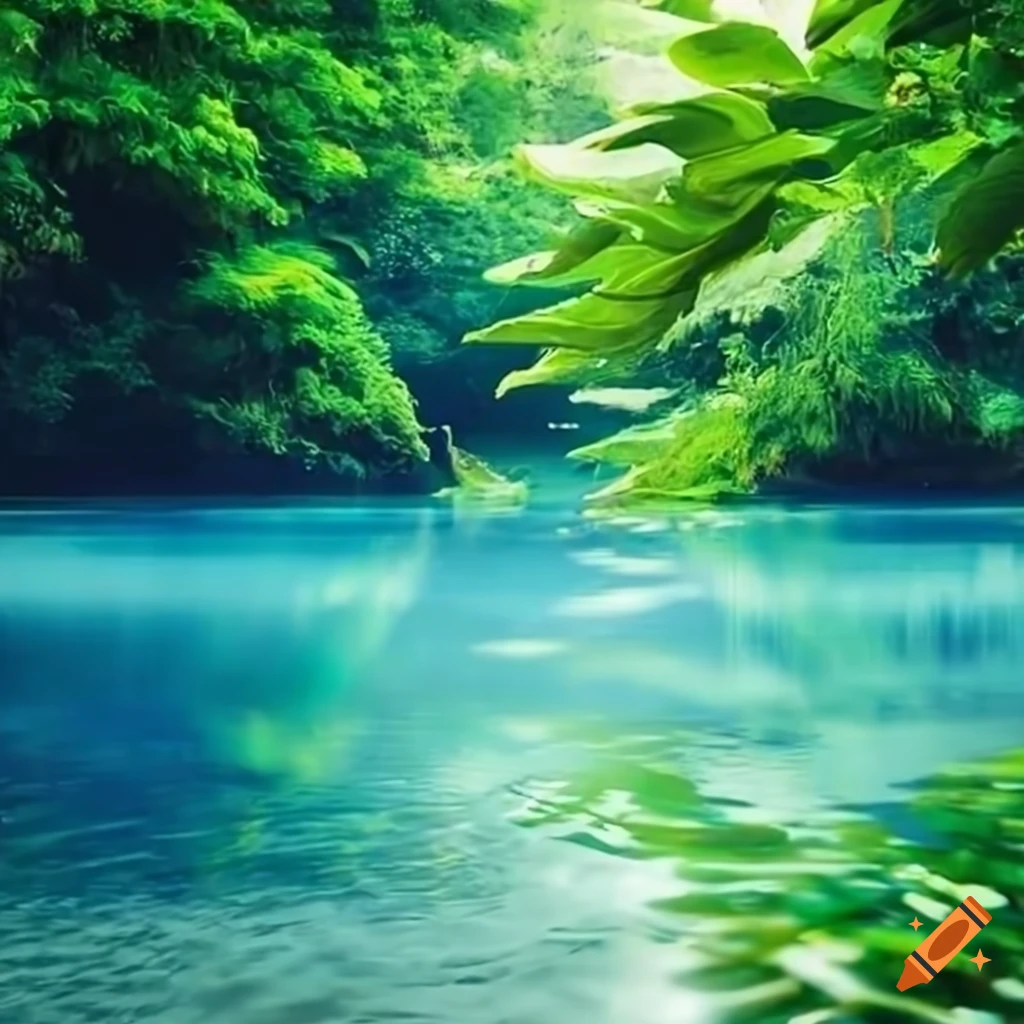 Greenery and water on Craiyon