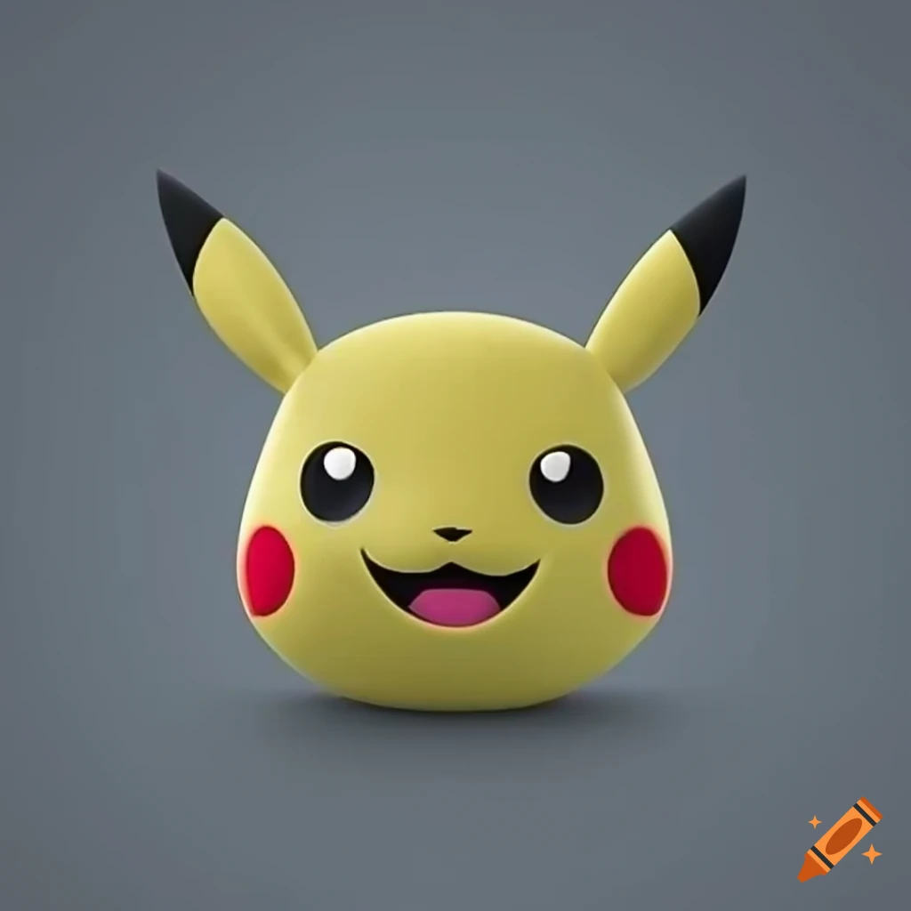 Digital, 3d, very vibrant, an adorable pikachu head in the style of, an ...