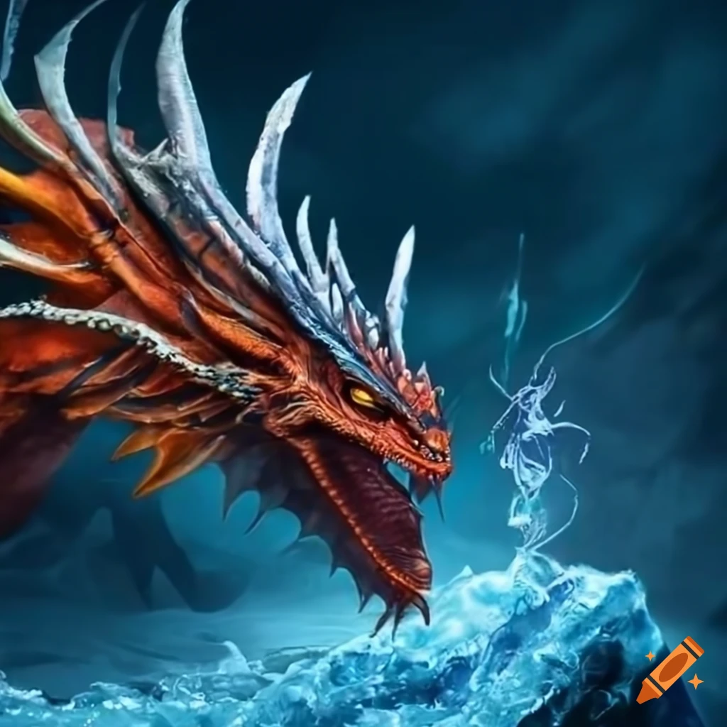 Orange emperor dragon in a icy