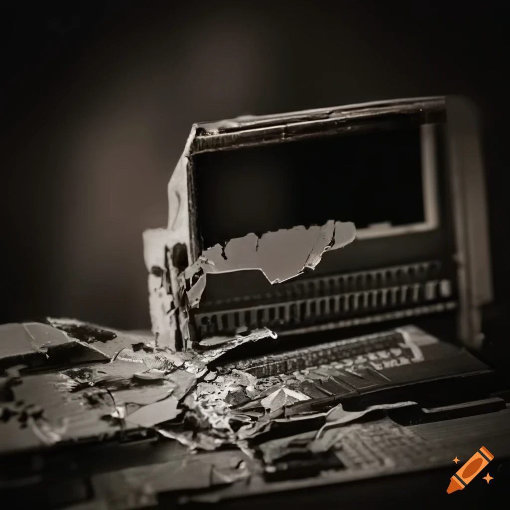 Old dilapidated broken computers