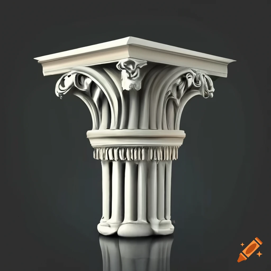 A unique corinthian capital design with a water concept