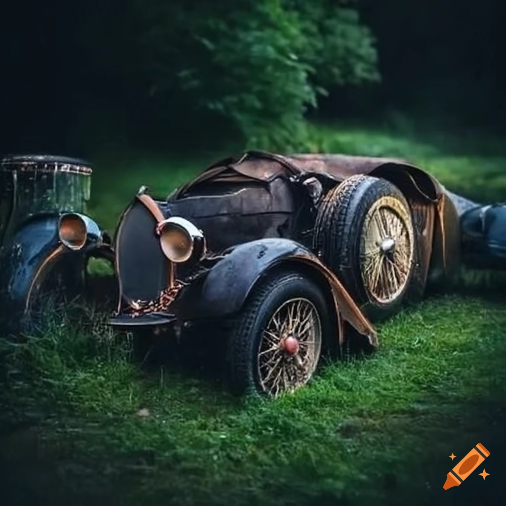 Old dilapidated broken bugatti