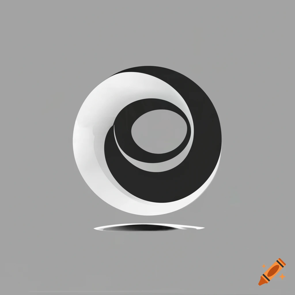 Simple circle logo black and white waves
