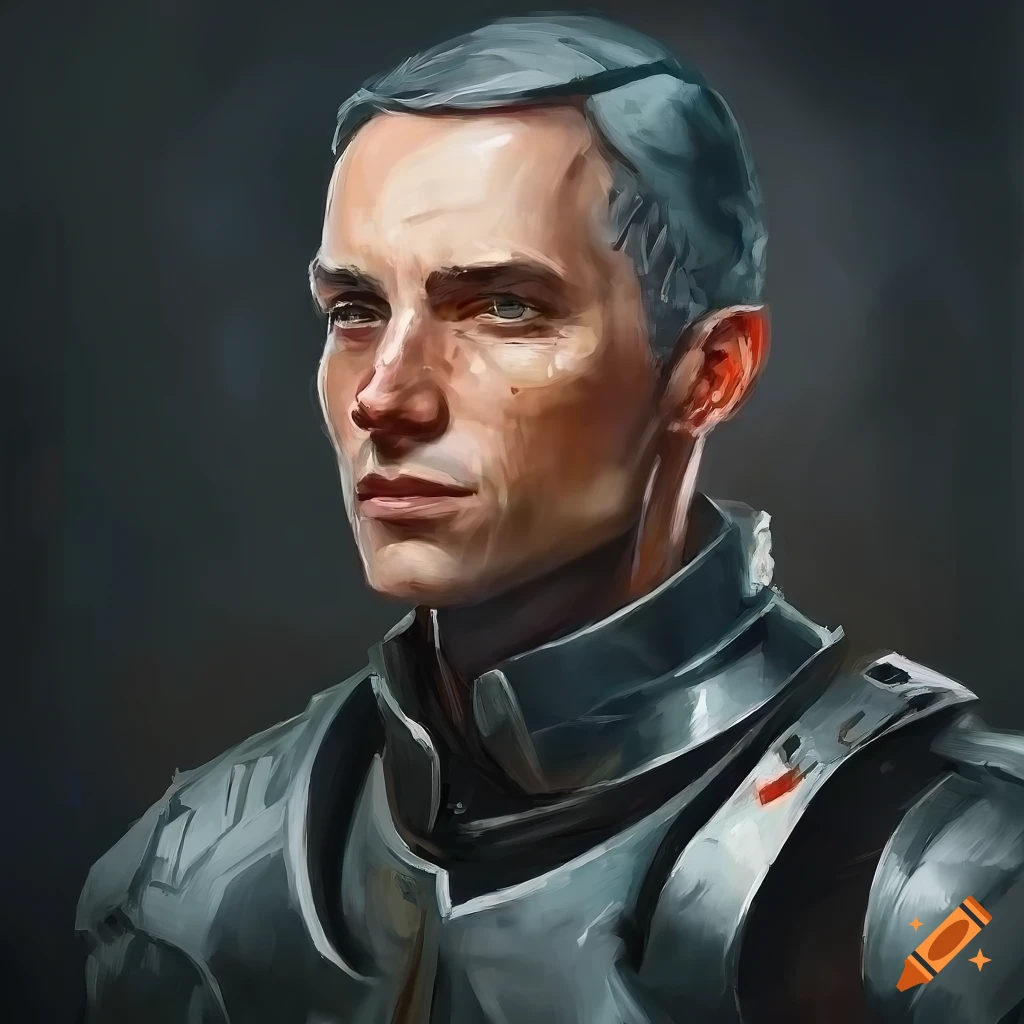 Armour suit on human, soldier, character portrait, masterpiace oil ...