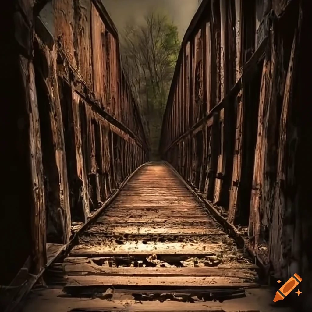 Old dilapidated rusty broken abandoned bridges