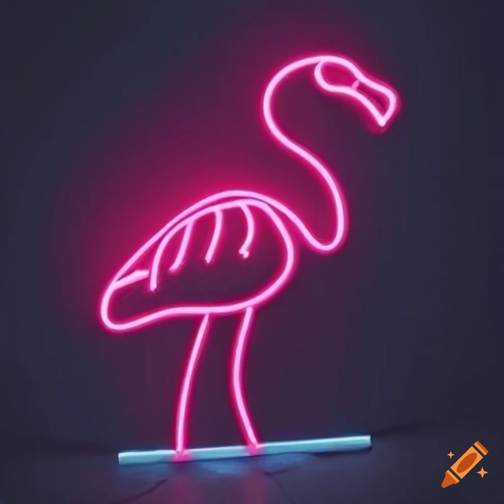 Neon light sign of flamingo, as t-shirt motive, two colors