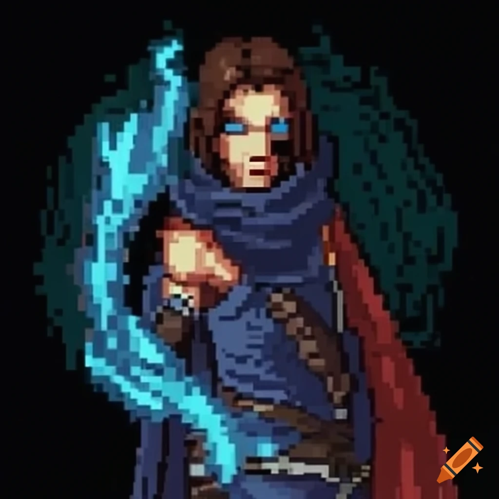 Pixel art of raziel from soul reaver game