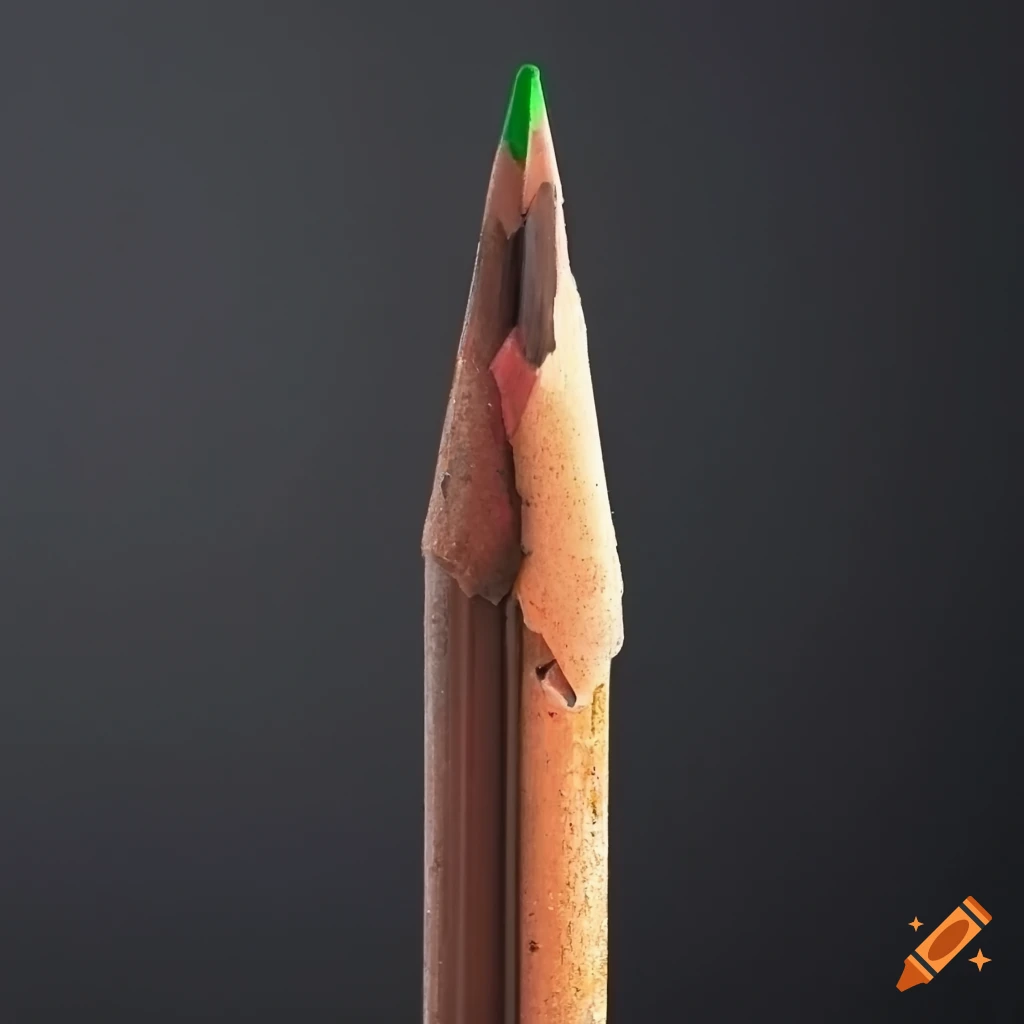 Old dilapidated rusty broken colored pencils