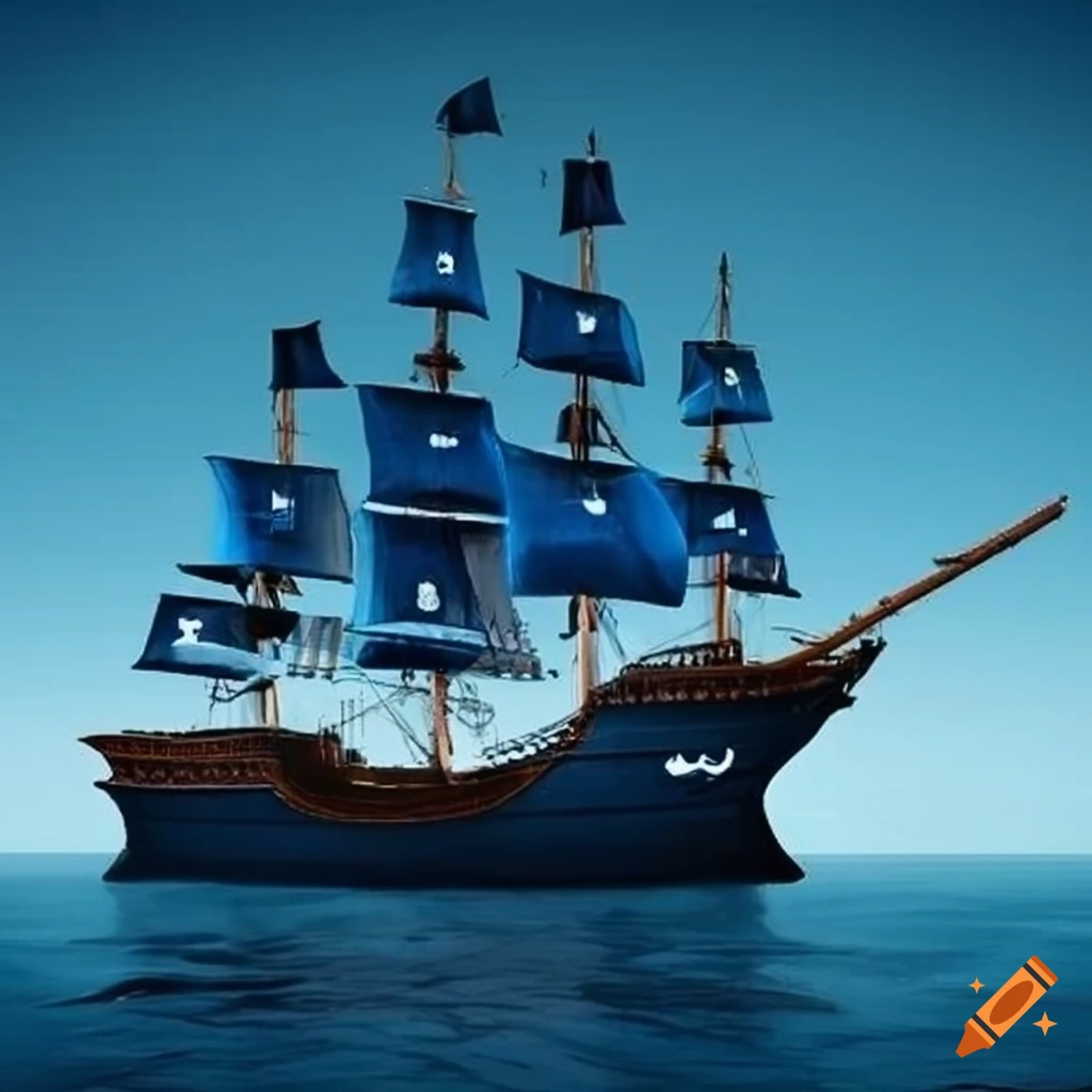 A blue pirate ship
