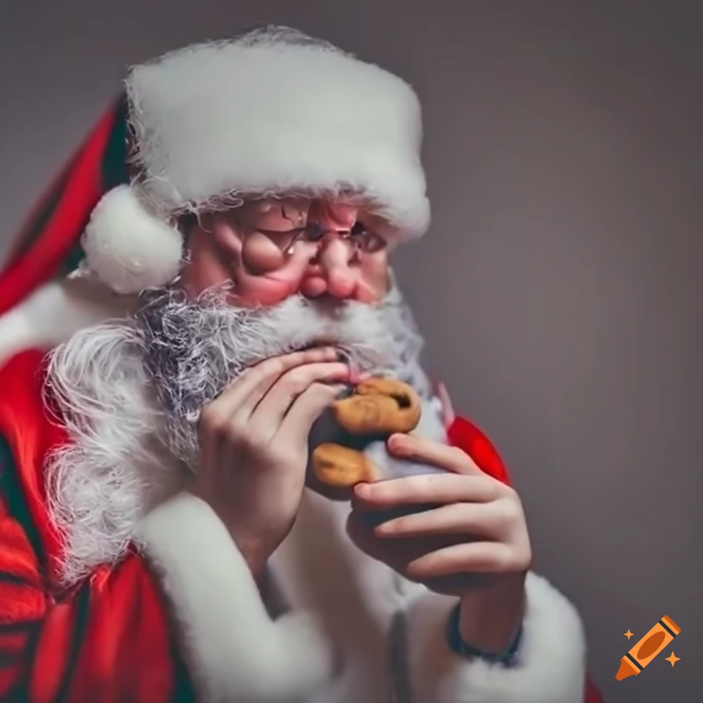 Sad santa eating cookies on Craiyon