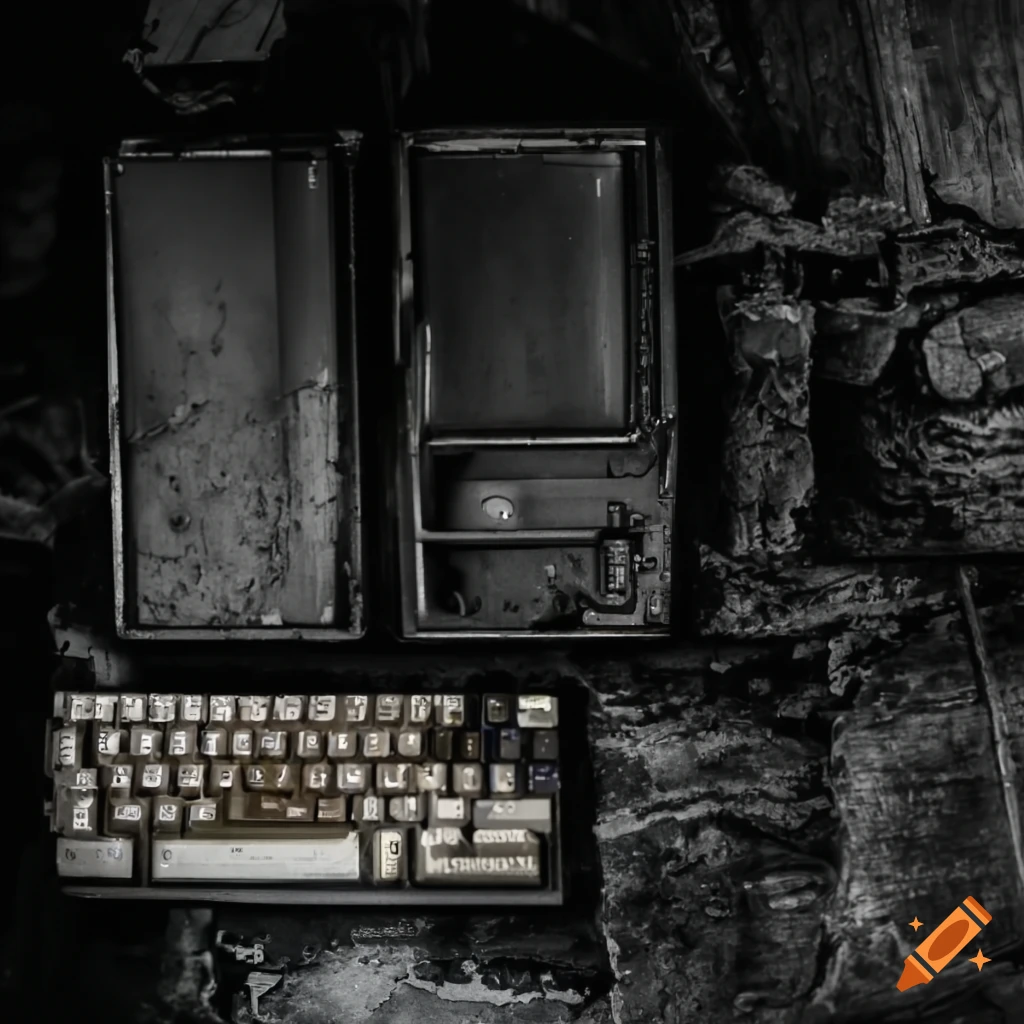 Old dilapidated broken computers on Craiyon