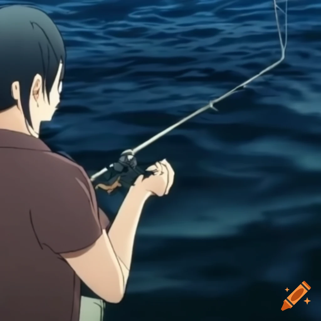 Recreational fishing, seinen anime on Craiyon