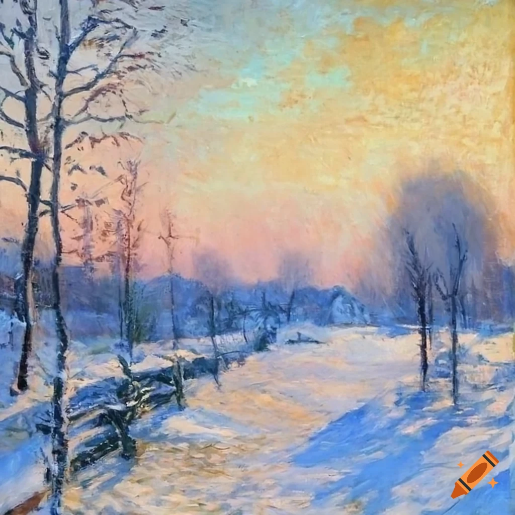 View from hospital window on a snowy day, impressionism