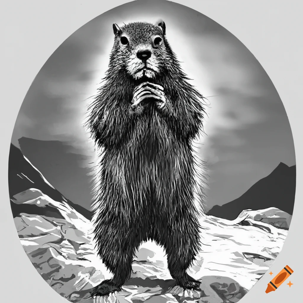 A curious marmot stands atop a rocky mountain on Craiyon