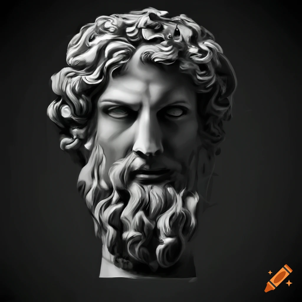 Black and white greek god