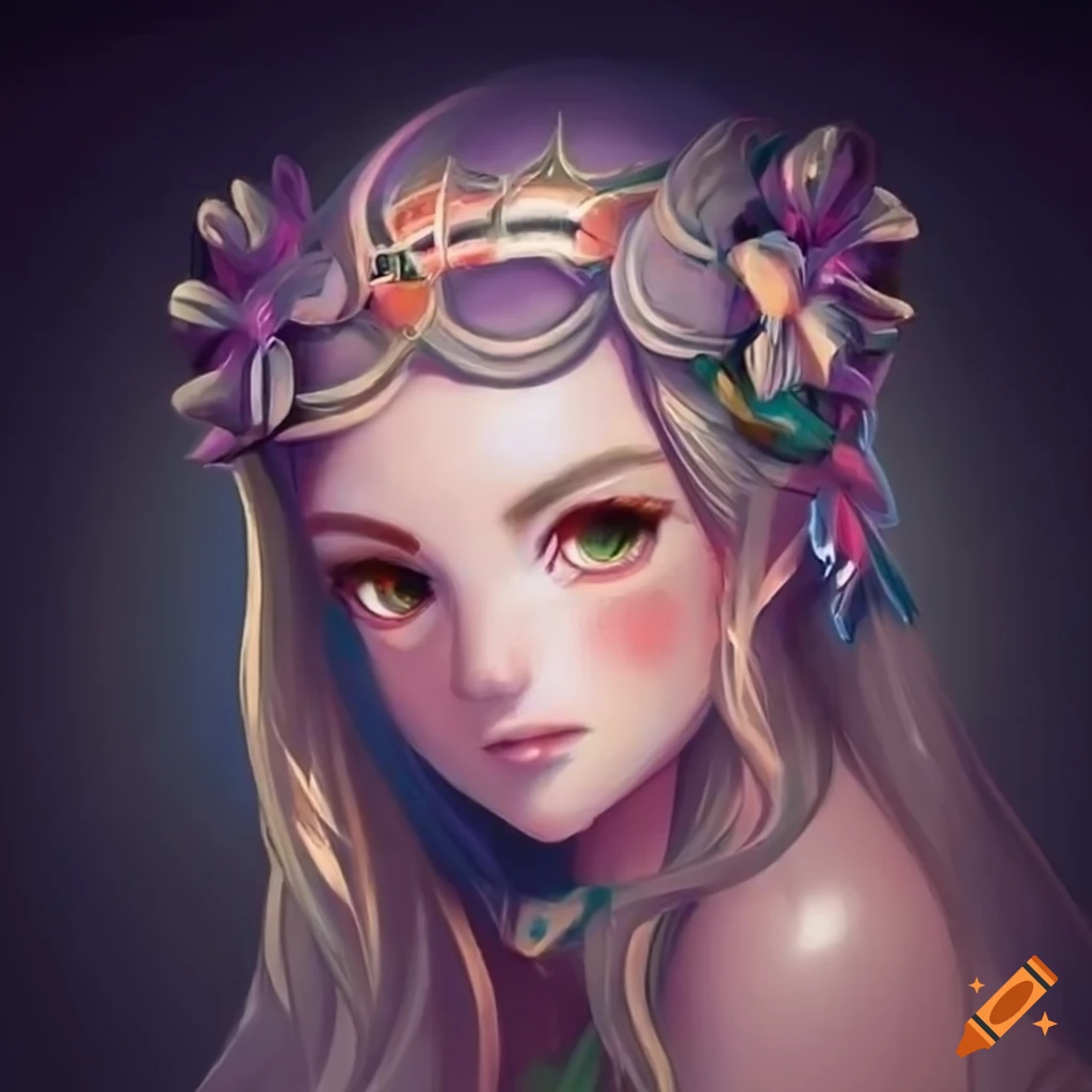 " Create a captivating artwork of an anime female character blending ...