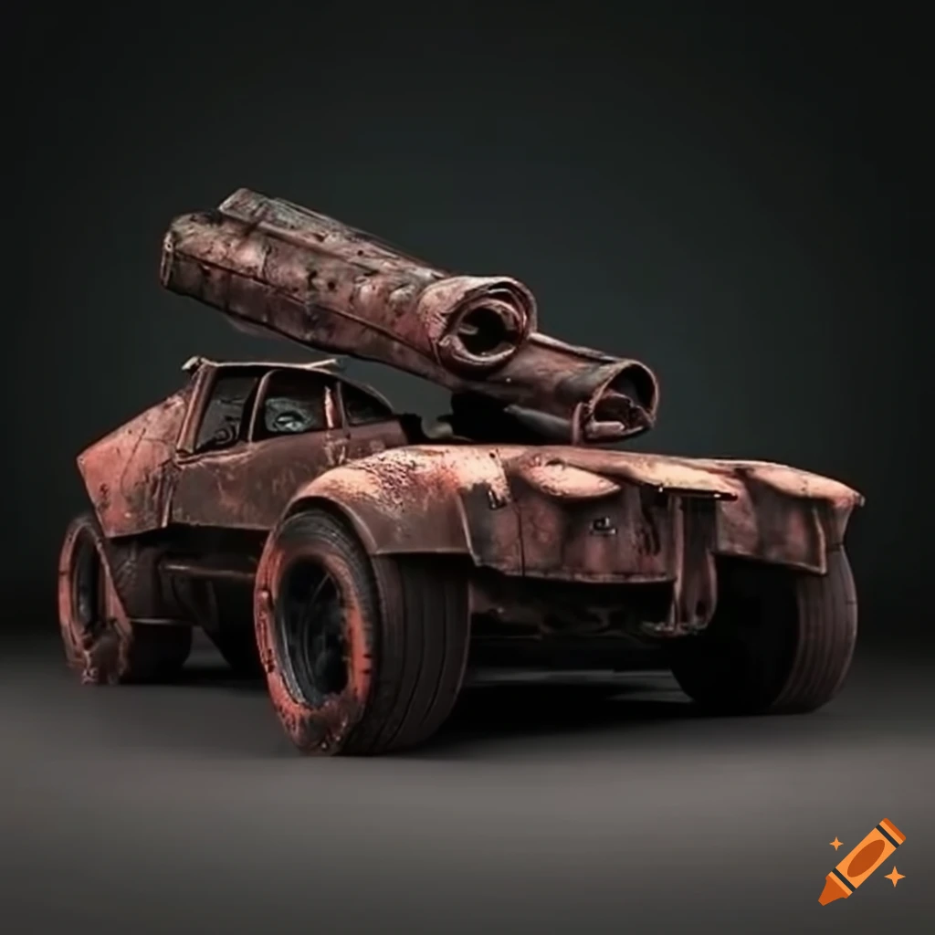 Post apocalyptic muscle car on Craiyon