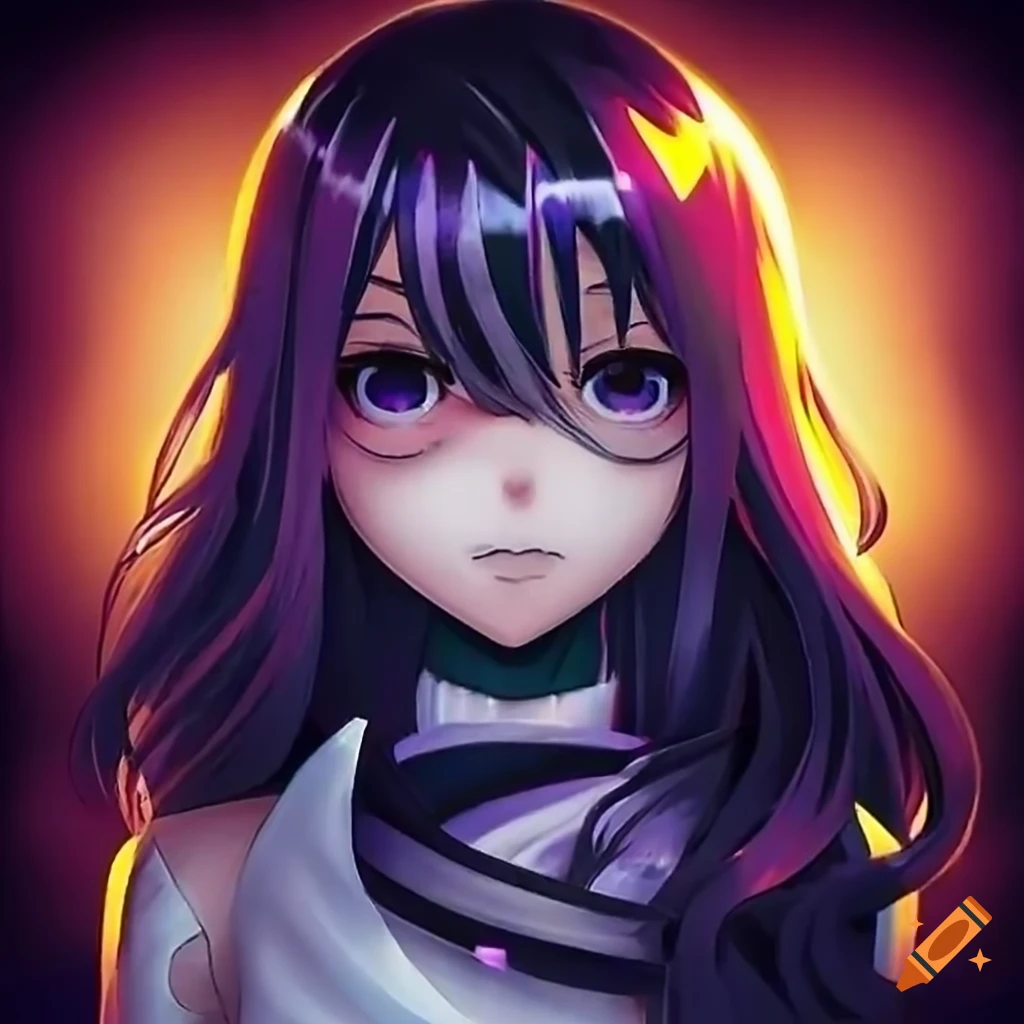 " Create a captivating artwork of an anime female character blending ...