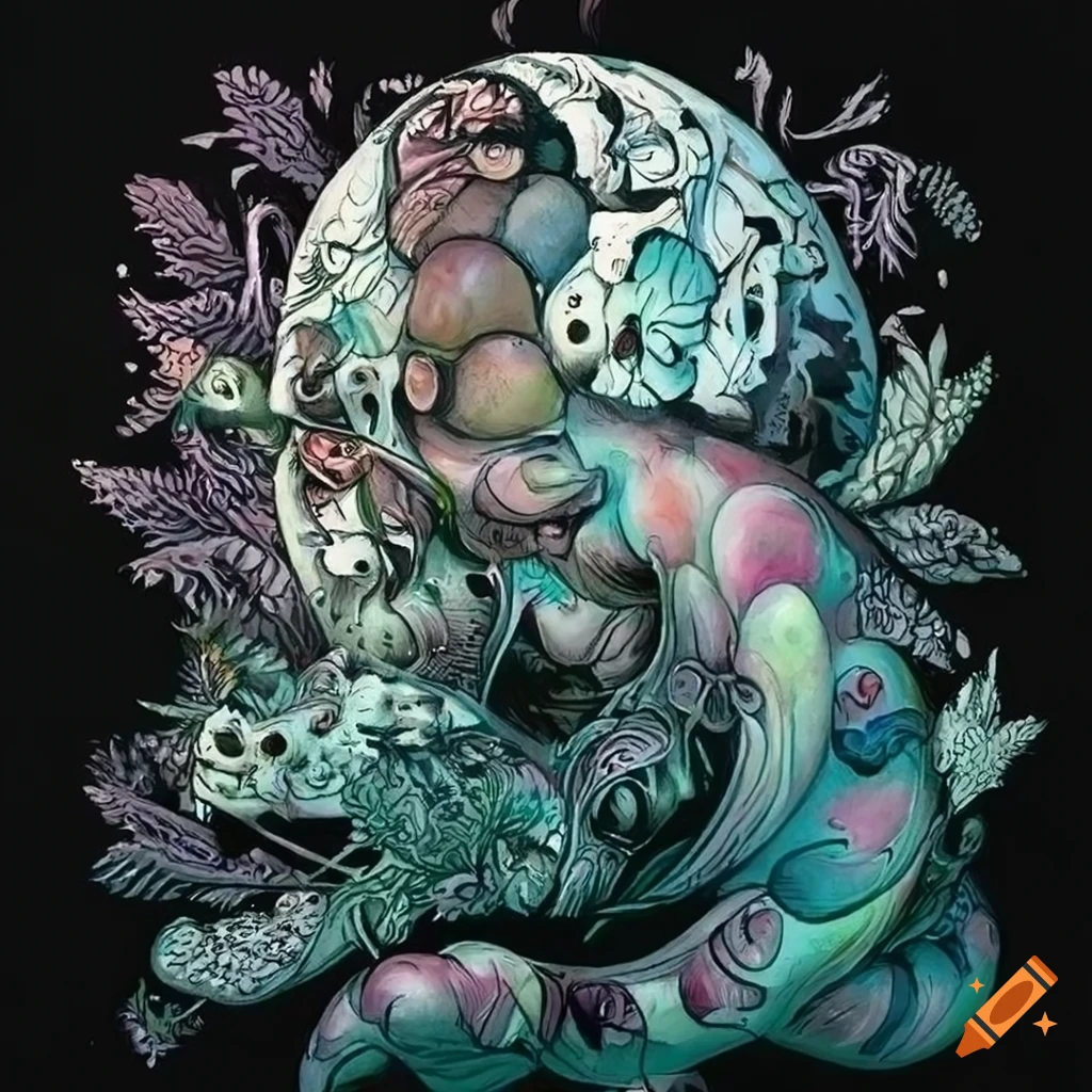 Joe fenton art délire gris végétation on Craiyon