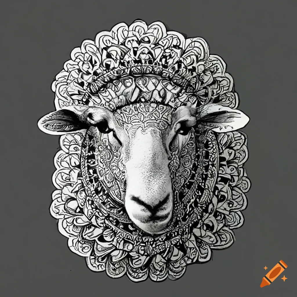 A sheep mandala for coloring and relaxation