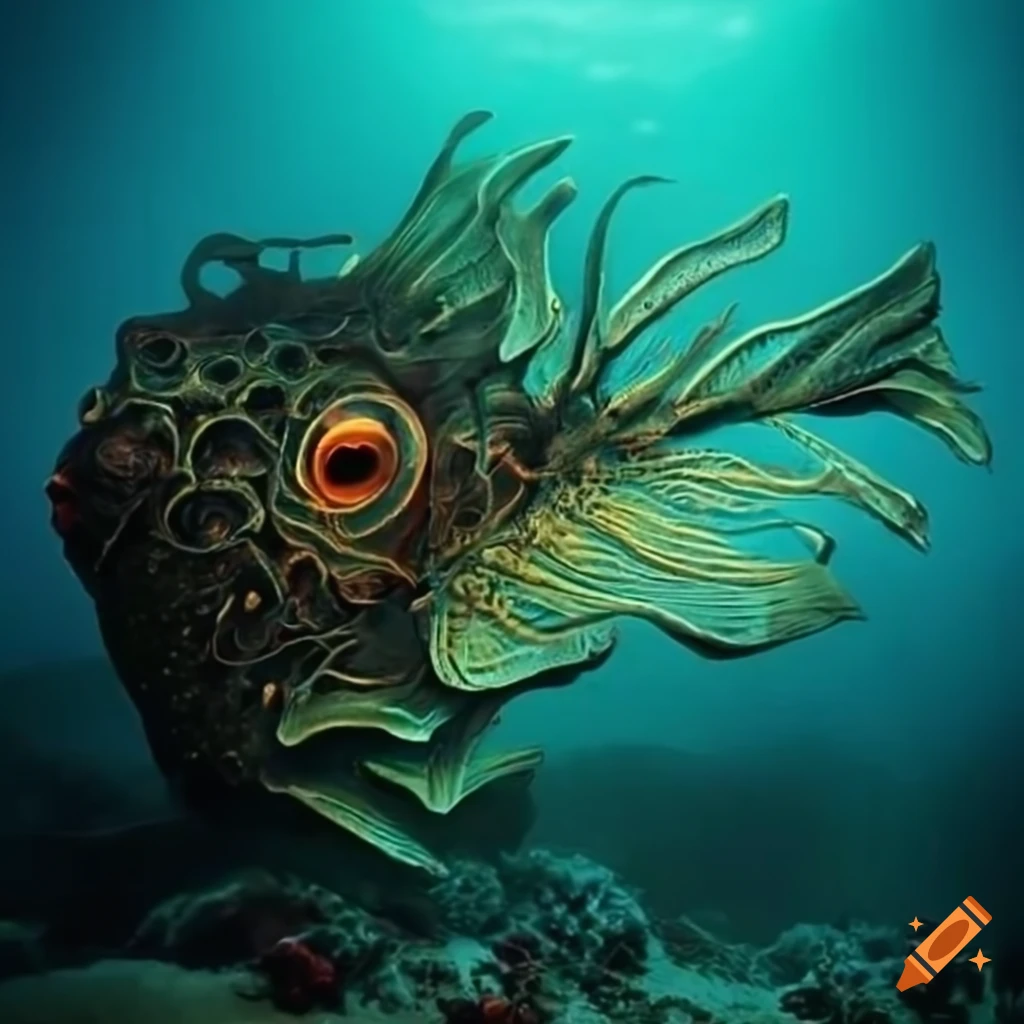 Poisson abyssal surréaliste algues folles on Craiyon