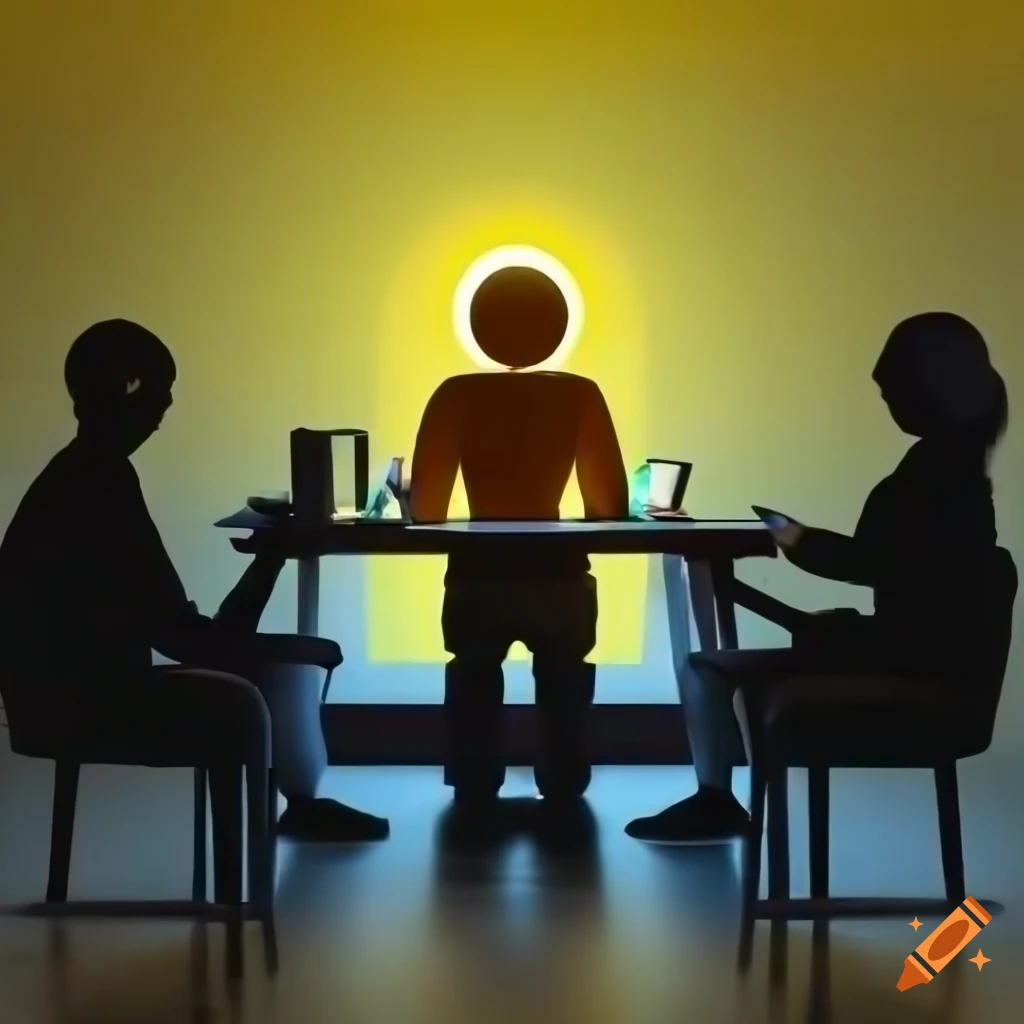 Glowing Person Sitting At Table